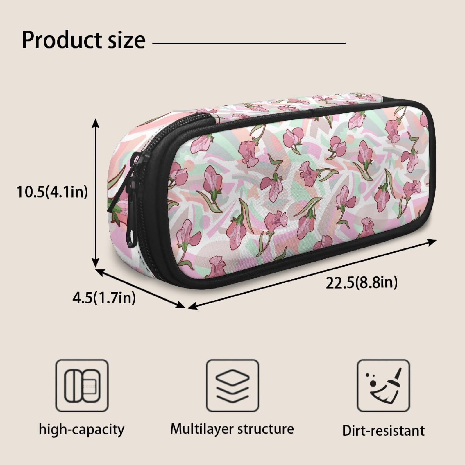 PAIOFNHU Cute Pencil Case Flower Aesthetic Pen Pouch Large Pencil Bag with Zipper School Supplies for Teen and Adult Girls