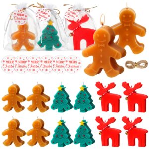 mtlee 15 set christmas candles gift xmas candles for home gingerbread man shaped candle christmas tree elk candle for christmas party holiday new year decoration (multicolor,mixed styles)