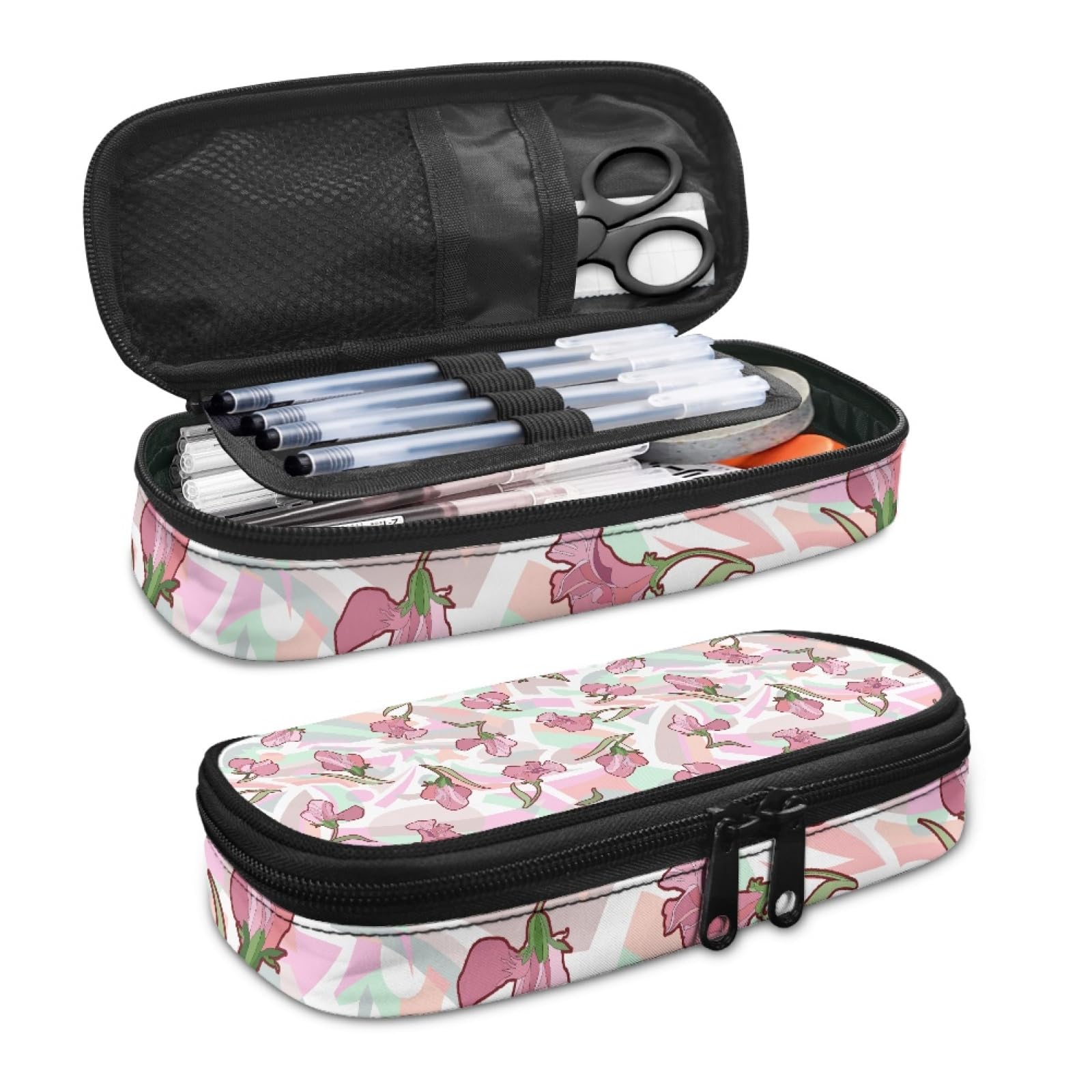 PAIOFNHU Cute Pencil Case Flower Aesthetic Pen Pouch Large Pencil Bag with Zipper School Supplies for Teen and Adult Girls