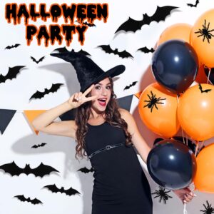 150 Pcs Bat Halloween Decorations: Magicsky 3D PVC Stickers Bat Wall Decor, DIY Black Window Party Home Room Décor Supplies, 140 Bats and 10 Spiders with Foam Tape