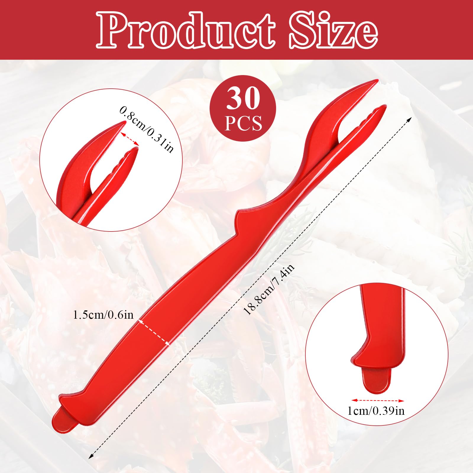 Lainballow 30 Pcs Crab Legs Crackers, Crab Pick Tools Set, Seafood Cracker Tools, Easy Opener Shellfish Picks Knife for Seafood Lobster Crab Shrimp(Red)