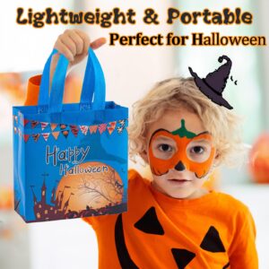 Atiger 6 Pcs Halloween Trick or Treat Bags, Halloween Candy Tote Bags with Handles for Kids, Reusable Halloween Non-Woven Gift Bags for Halloween Party Supplies Favors