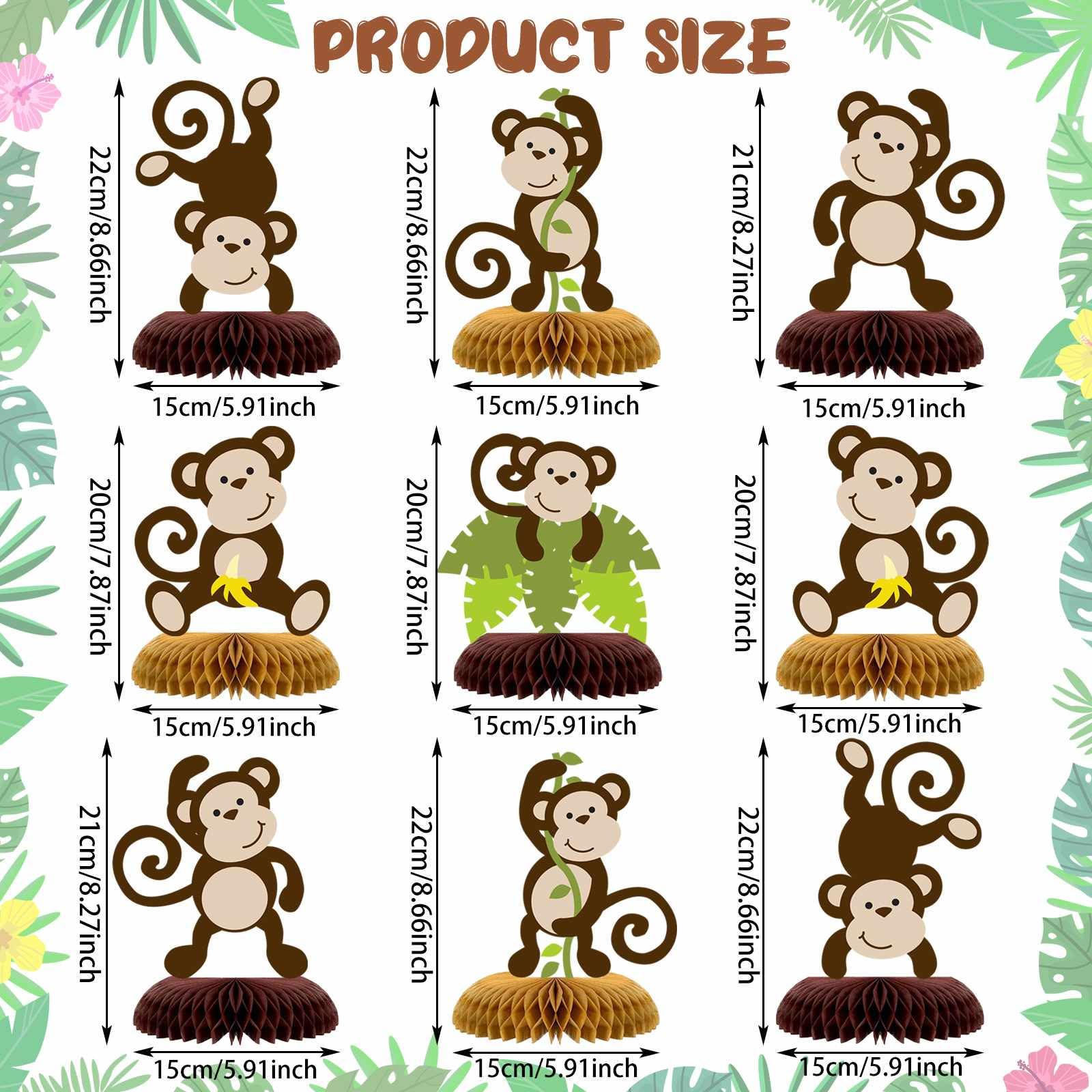 Monkey Honeycomb Table Centerpieces Jungle Party Decorations,Kids Jungle Safari Animal Themed Birthday Baby shower Party Supplies,Monkey Table Toppers Centerpieces Decor