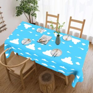 2Pcs Blue Sky and White Clouds Tablecloth Birthday Party Supplies, 54x108 Inch Cartoon Story Tablecloth, Cartoon Tablecovers Party Table Cover for Baby Boy Girl Kids Shower Birthday Party Decorations