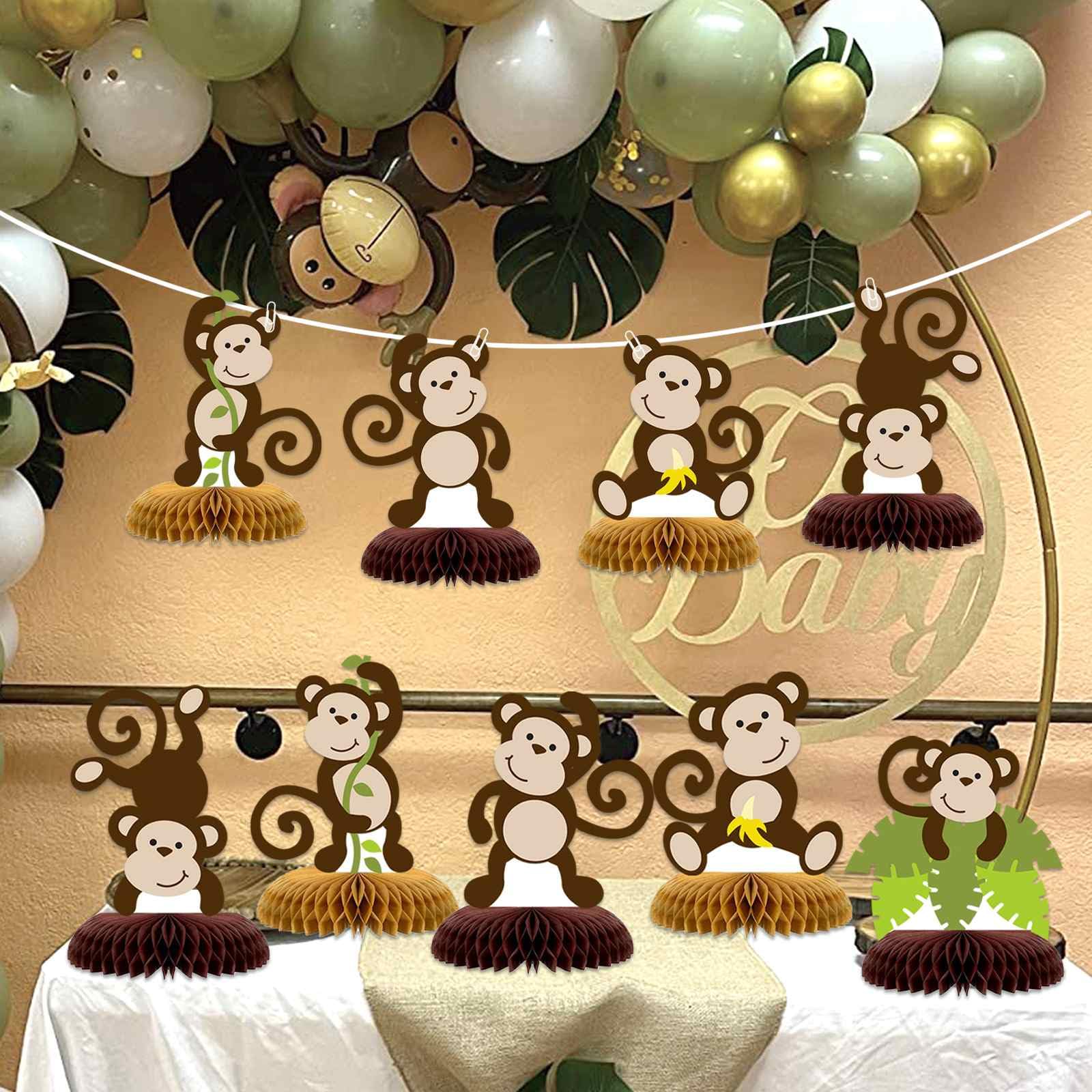 Monkey Honeycomb Table Centerpieces Jungle Party Decorations,Kids Jungle Safari Animal Themed Birthday Baby shower Party Supplies,Monkey Table Toppers Centerpieces Decor