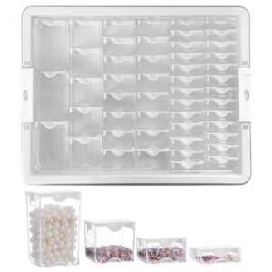 1 Set Bead Storage Solutions Includes 50 Clear Removable Bead Storage Containers with Snap Shut Lid, Plastic Bead Organizer Box for Nail Art Rhinestone Jewelry, Bead Storage