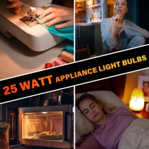 TobeBright 25 Watt Oven Light Bulbs Replacement 120V - E14 T25 Appliance Small Screw Light Bulb Warm White,Heat Resistant Bulb 300℃,Clear Glass,Dimmable for Microwave,Refrigerator,Oven,Salt Lamp