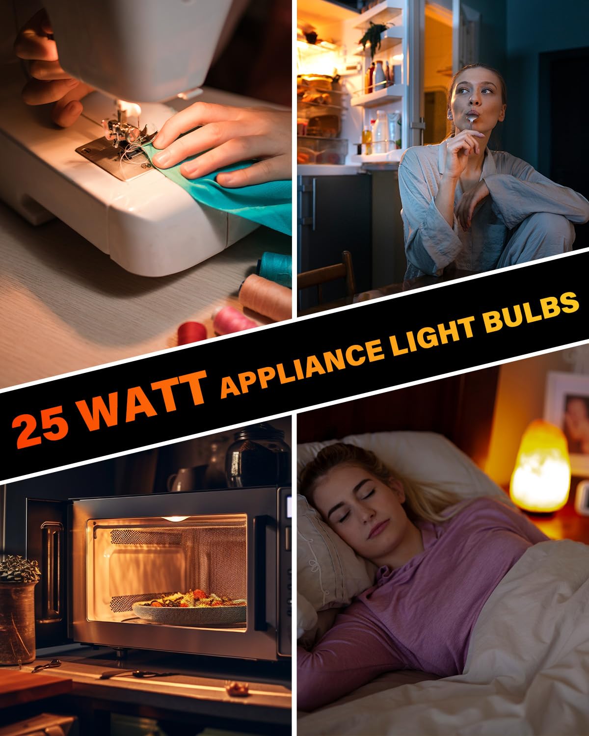 TobeBright 25 Watt Oven Light Bulbs Replacement 120V - E14 T25 Appliance Small Screw Light Bulb Warm White,Heat Resistant Bulb 300℃,Clear Glass,Dimmable for Microwave,Refrigerator,Oven,Salt Lamp