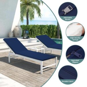 Iheqard Outdoor Chaise Lounge Cushions for Patio, 71"x22"x3" Lounge Chair Cushions Set of 2, Waterproof Replacement Seat Cushions for Outdoor Furniture (Blue, 2 Pcs)