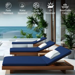 Iheqard Outdoor Chaise Lounge Cushions for Patio, 71"x22"x3" Lounge Chair Cushions Set of 2, Waterproof Replacement Seat Cushions for Outdoor Furniture (Blue, 2 Pcs)