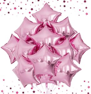 adeyoo pink star balloons,20pcs 18 inch star shaped balloons set,large foil balloons helium mylar balloons for girl christmas birthday wedding anniversary baby shower party decorations supplies