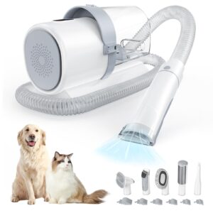 sweetcrispy professional pet grooming vacuum kit with cordless low noise dog clippers, 2.5l cup, 3 suction modes, and 5 groomer tools for cats, dogs and other animals hair trimmer