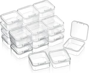 houslopit small clear plastic beads storage containers box, white