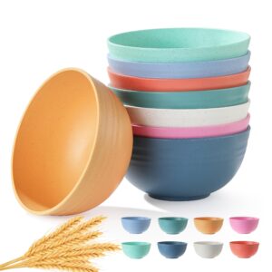 8pcs cereal bowl, ohola unbreakable wheat straw cereal bowls, microwave & dishwasher safe kitchen bowls for cereal, snack, soup, salad and rice, multicolors, bpa free, 26oz (ser of 8)