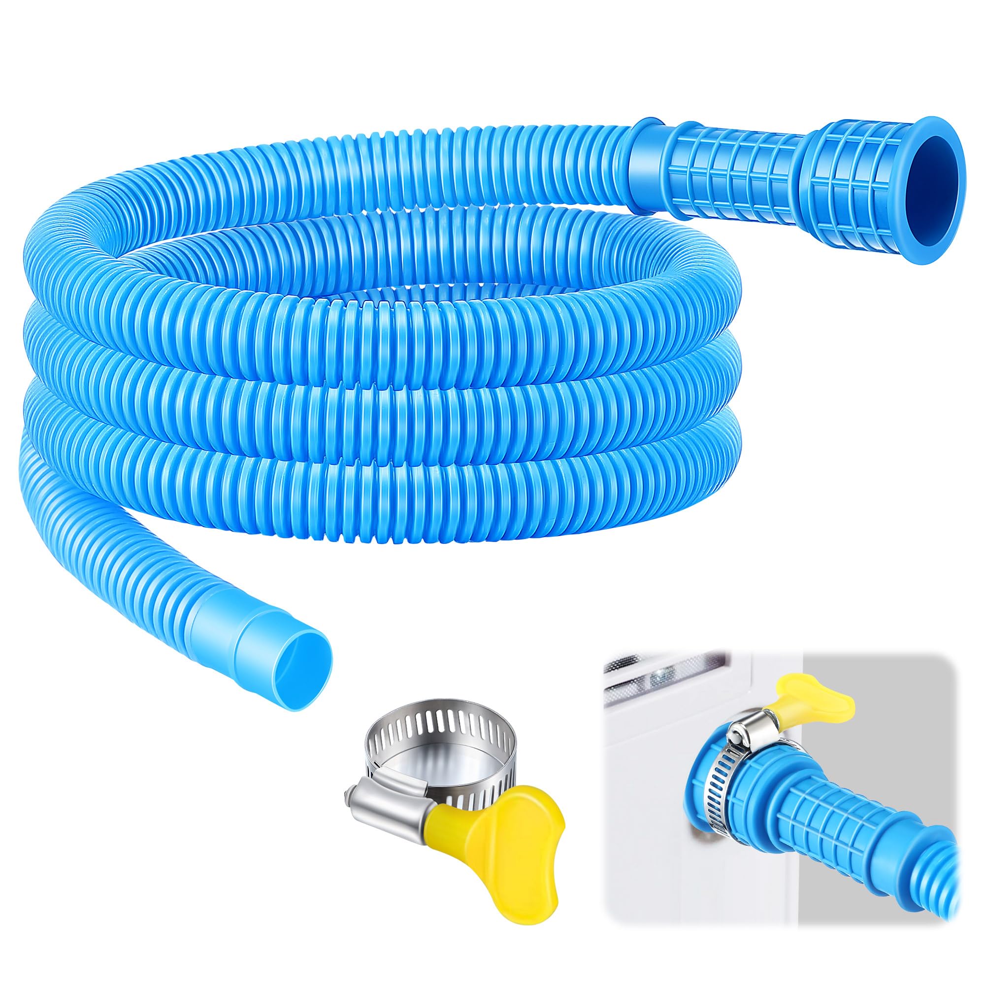 Saillong Patent Pending Dehumidifier Drain Hose, Flexible Universal Drain Hose with Cuttable Rubber Adapter and Connect Clamp, Hose Replacement for Dehumidifiers, Air Conditioners (6.5 Feet)