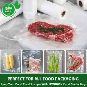 Multi-layer Vacuum Sealer Bags Rolls, LIWUNON 6 Pack 11" x 20' x3 Rolls and 8" x 20' x3 Rolls Commercial Grade Bag Rolls, Compatible with All Kinds of Vacuum Sealers