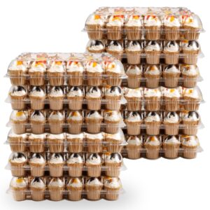 (24 count x 12 sets) cupcake containers, clear plastic cupcake holder, food-grade material, easy assembly, convenient carrying, ideal for weddings, parties, and gatherings