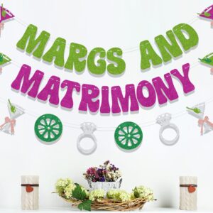 Margs And Matrimony Banner,Margarita Bachelorette Party Decor Soon to Be Bride Party Banner,Mexican Fiesta Bachelorette Cactus Bridal Wedding Engagement Party Decor Supplies Green & Rose Red