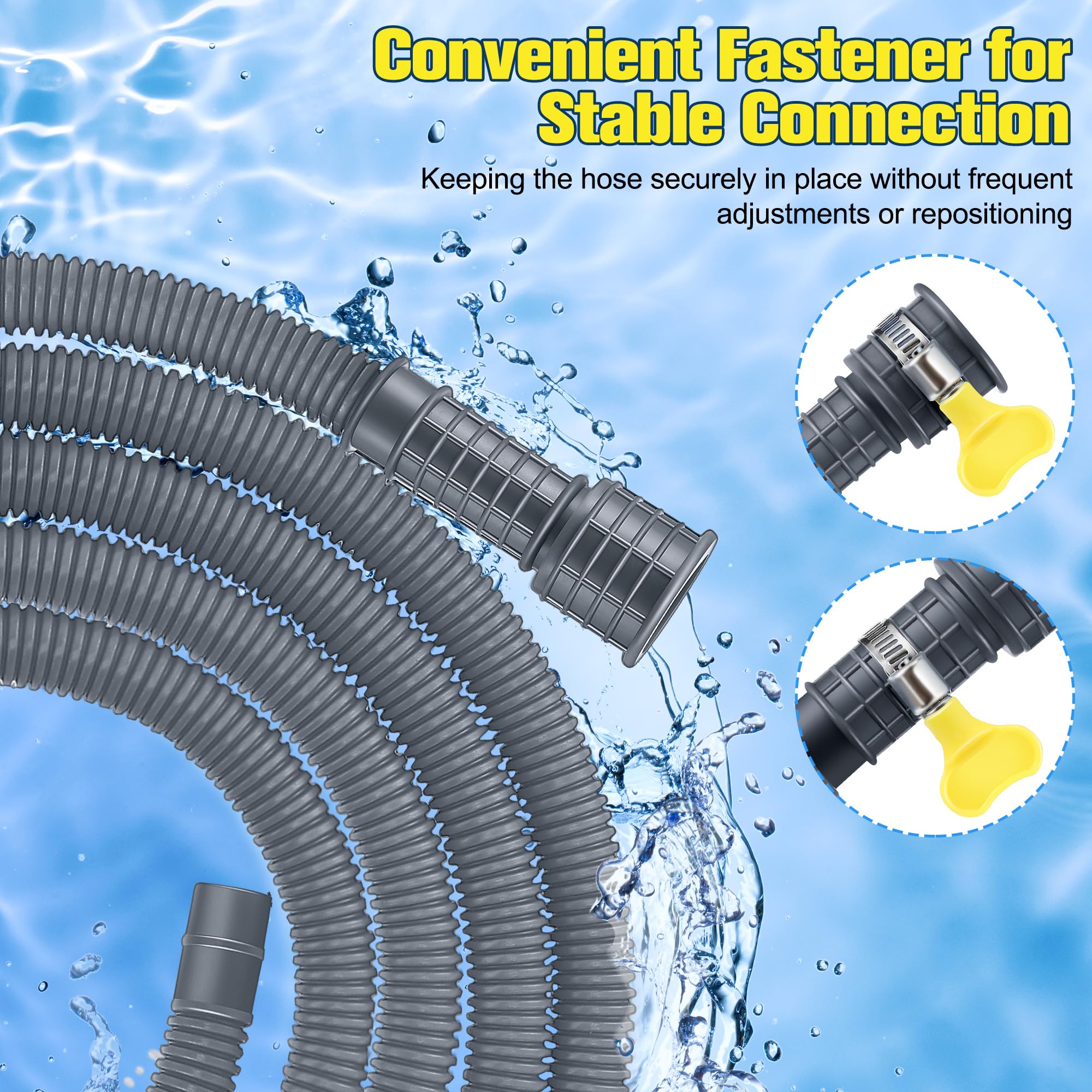 Saillong Patent Pending Dehumidifier Drain Hose, Flexible Universal Drain Hose with Cuttable Rubber Adapter and Connect Clamp, Hose Replacement for Dehumidifiers, Air Conditioners(13 Feet)