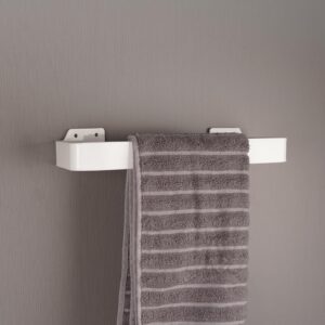 12.6inches hand towel holder, self adhesive towel rack for bathroom wall mounted, acrylic towel hanger (white)