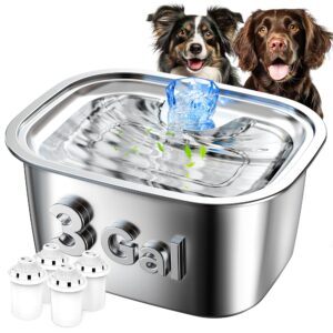 Stainless Steel Large Dog Water Fountain for Large Dogs,3Gallon Extra Large Capacity Big Pet Water Fountain with 4 Filters,Automatic Dog Fountain Water Bowl Dispenser Indoor,Quiet Pump,Dishwasher Safe