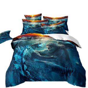 chliearime hecate 3d monster bedding set - lightweight microfiber, 3 piece set (queen 90x90 in)