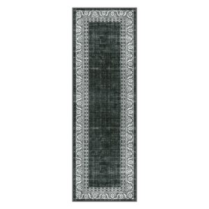 Lahome 2x6 Black Kitchen Runner Rugs Non Skid Washable,Rug Runners for Hallways Non Slip Bathroom Carpet Runner,Bordered Soft Indoor Rug Runner for Entryway Laundry Room Bedside(2'x6',Black)