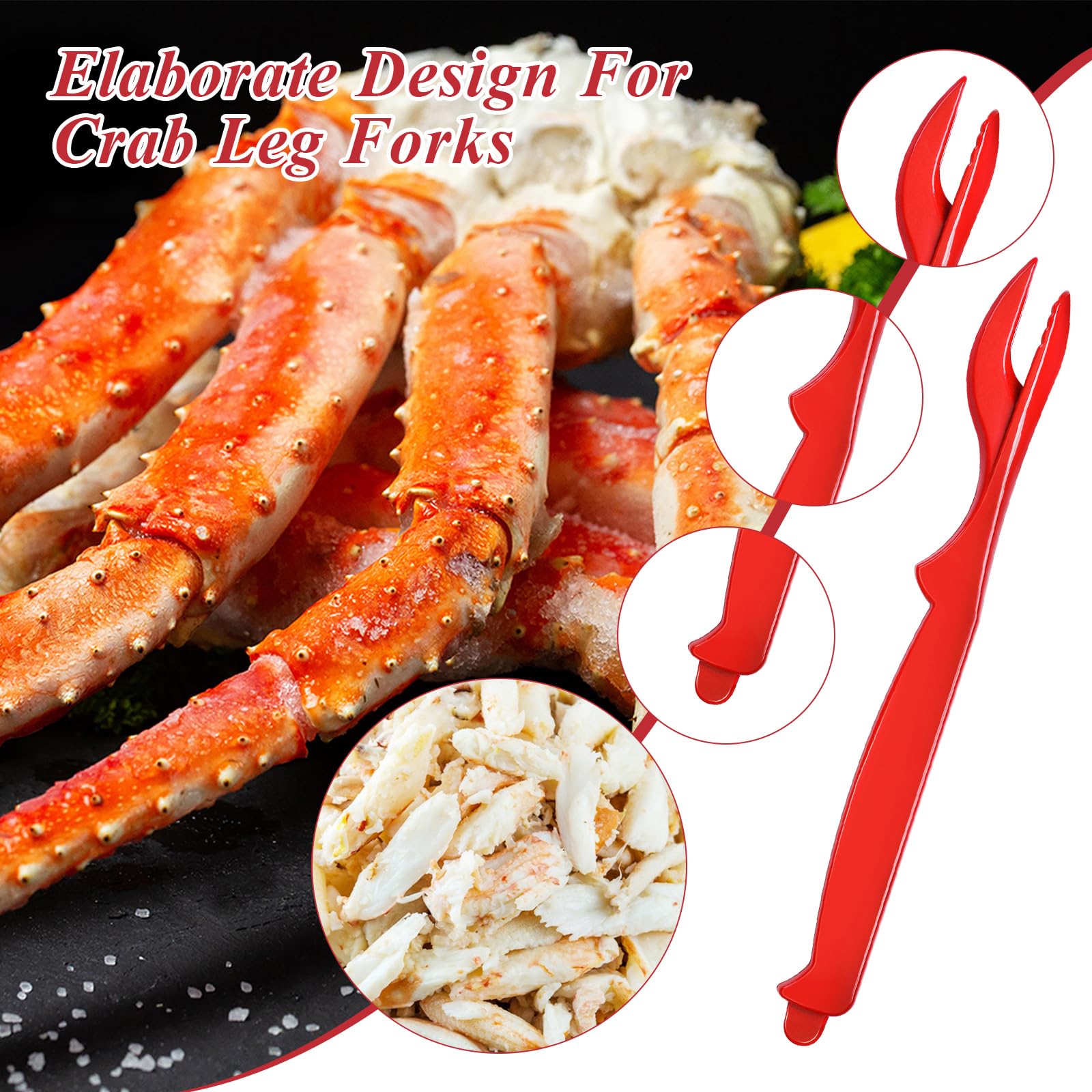 Lainballow 30 Pcs Crab Legs Crackers, Crab Pick Tools Set, Seafood Cracker Tools, Easy Opener Shellfish Picks Knife for Seafood Lobster Crab Shrimp(Red)