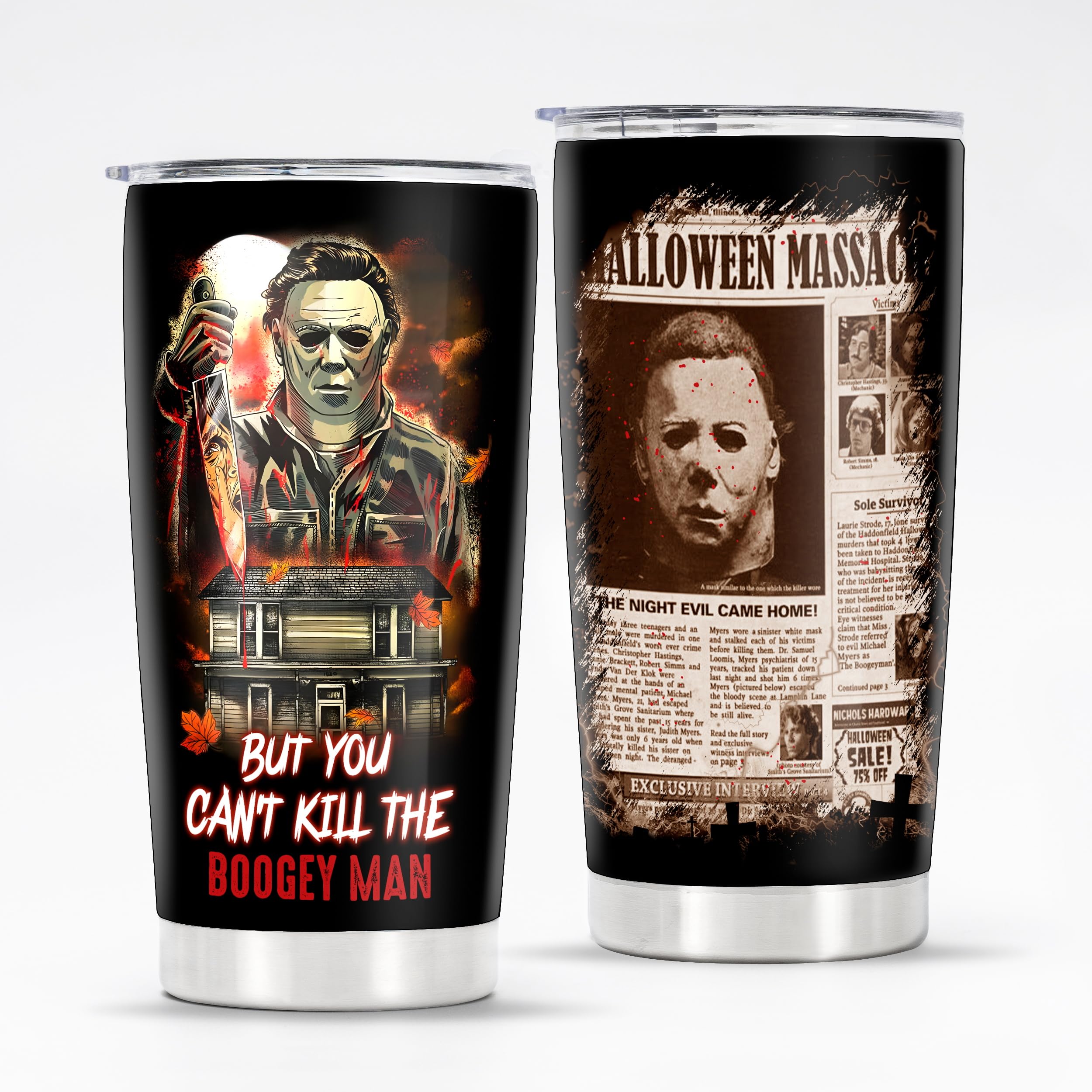 KERAOO Halloween Tumbler 20oz, Horror Tumbler, Gift for Men Women, Halloween Mug, Halloween Cup, Halloween Decoration (The Boogey Man)