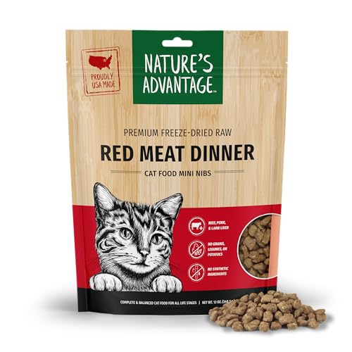 Nature's Advantage Freeze-Dried Raw Red Meat Dinner Cat Food Mini Nibs, 12 oz | Grain Free, High Protein Nutrition