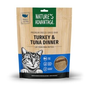 Nature's Advantage Freeze-Dried Raw Turkey & Tuna Dinner Cat Food Mini Patties, 12 oz | Grain Free, High Protein Nutrition