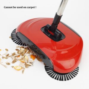 Generic 3-in-1 Easy Sweep: Hand Push Sweeper, Mop, Vacuum Combo for All Hard Floors - Effective on Pet Hair & Spills, Extra Cloths Included (Bright Red,Broom + 2 Original Cloths)