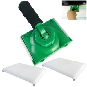 bancoo paint edge trimmer plus two replace pads | corner walls & ceilings pad painter | edge painting tool with pad refills | paint edger for wall painting | paint pad applicator（green）