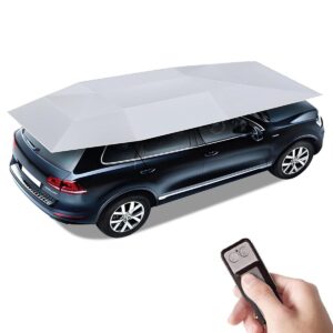 universal car tent cover, folding sun protection carport, fully automatic summer car umbrella cover, tent movable carport canopy with remote control for outdoor camping tent,silvergray-4.5x2.3m