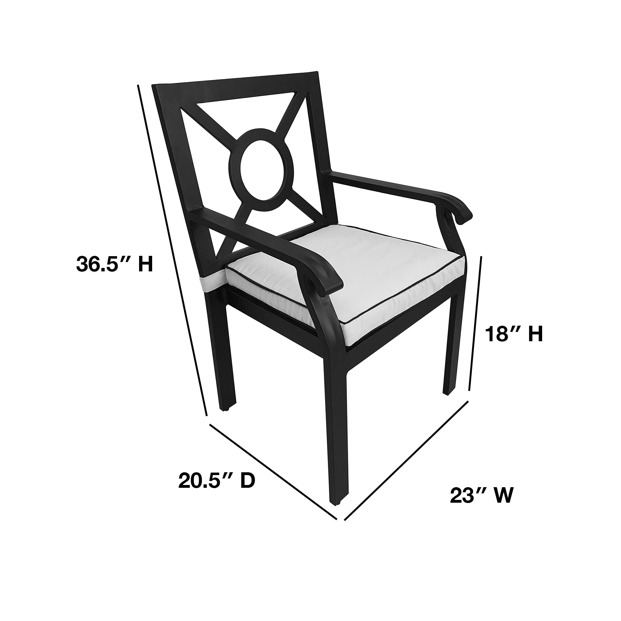 TK Classics kathy ireland Homes and Gardens Madison Ave. Set of 2 Aluminum Outdoor Dining Armchairs with Cushions, Snow