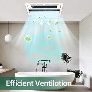 VallisCo Bathroom Exhaust Fan with Light and Heater 4 in 1 Bathroom Fan with Heater for Ventilation, Lighting, Warming, and Drying Powerful & Quiet Bathroom Fan with Light and Heater for Comfort