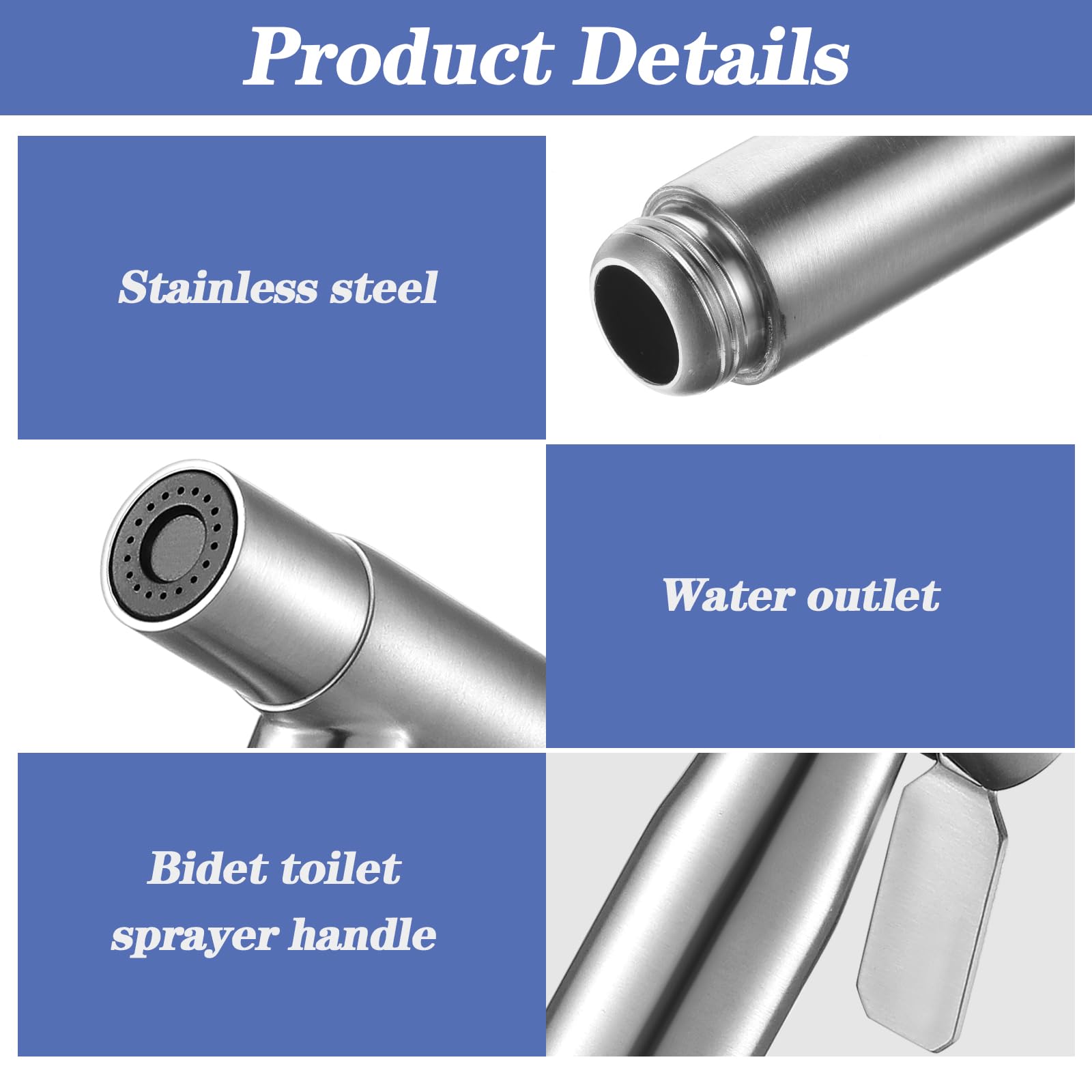 Hand Held Bidet Sprayer for Toilet, Stainless Steel Handheld Jet Spray Adjustable Water Pressure Control Bidet Sprayer Cloth Bathroom Diaper Sprayer for Feminine Hygiene, Kitchen and Toilet Cleaning