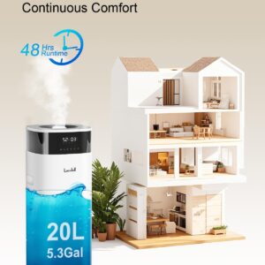 LACIDOLL Humidifier Large Room 5.3Gal/20L - Cool and Warm Mist Humidifiers for Home 3000 sq ft, Air Humidifiers for Bedroom with Diffuser&Extended Tube, Whole House Humidifiers for Nursery Baby Plants