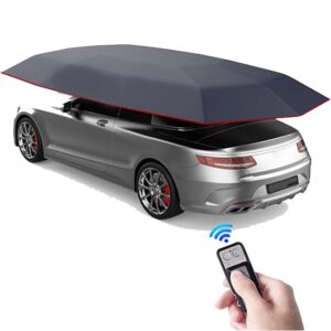 universal car tent movable carport, outdoor automatic auto cover waterproof car sun shade umbrella tent anti-uv protection windproof oxford cloth,navyblue-4.5x2.3m