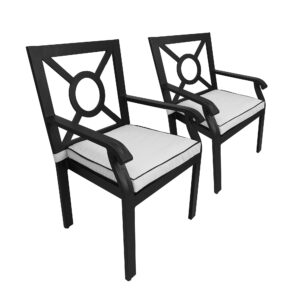 tk classics kathy ireland homes and gardens madison ave. set of 2 aluminum outdoor dining armchairs with cushions, snow