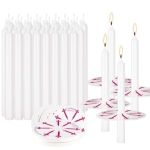 100 pcs odorless taper candles, white, handheld with drip protection, 5 inches, church prayer candles, sabbath candles, religious candles……