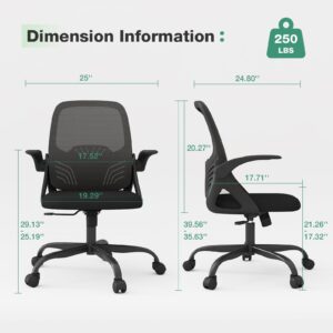 Novilla Home Office Computer Desk Chair, High Back Ergonomic Desk Chair with Adjustable Lumbar Support and Height, Swivel Task Chair with Flip-up Armrests, Black