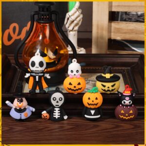 Becfupo 24 Pcs Halloween Keychains Bulk, 3D Shaped Pumpkin Ghost Skull Head Halloween Keychain Accessories For Adults Halloween Party Supplies, Halloween Party Decoration