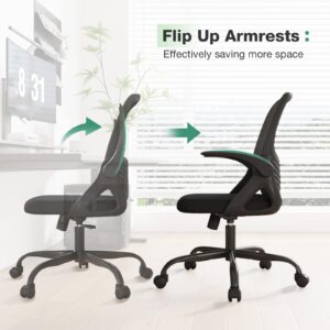 Novilla Home Office Computer Desk Chair, High Back Ergonomic Desk Chair with Adjustable Lumbar Support and Height, Swivel Task Chair with Flip-up Armrests, Black