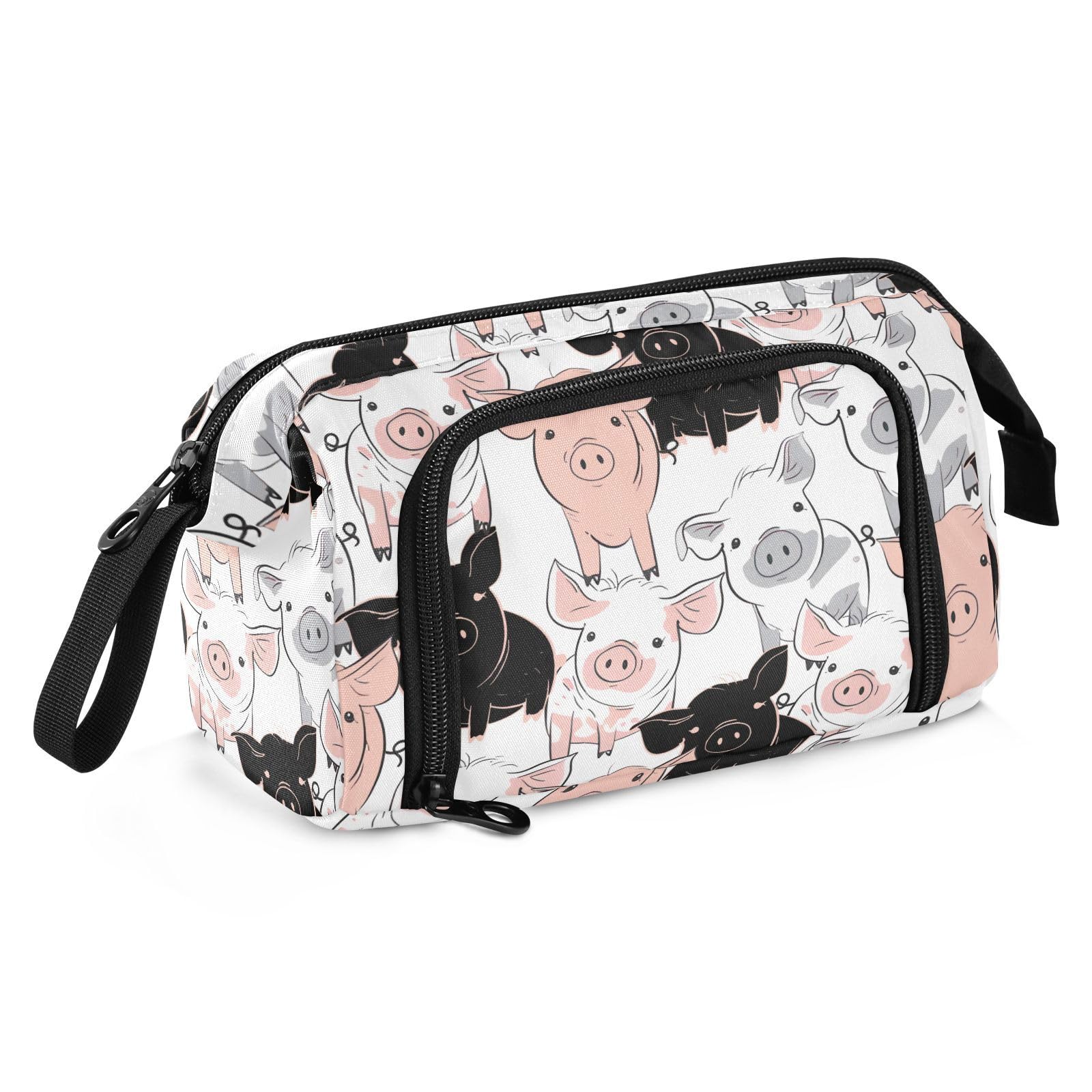 Jinhinox Cute Pigs Pencil Case Pouch Large Pencil Cases Bag Aesthetic Marker Pen Case Cute Preppy Pencil Pouches Organizer Box for School Supplies Teen Girls Work Kids Boys Women Men