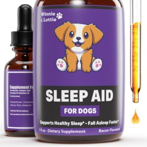 winnie & lottie natural dog sleep aid | sleep aid for dogs | dog melatonin | promotes deep, restful sleep in dogs | melatonin for dogs | dog anxiety relief | calming for dogs | dog calming | 1 fl oz