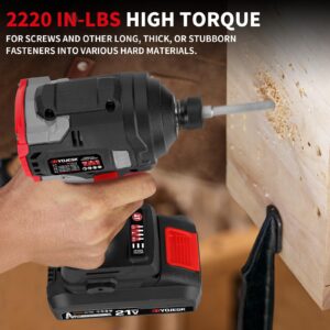 RYOJEGK Compact Cordless Impact Driver Set,1/4”Hex Chuck 250Nm(185 Ft-lbs) Brushless Impact Drill/Driver With 4-Speed,2.0Ah Battery,24PCS Set of Accessories, llave De Impacto Eléctrica for Home & Auto