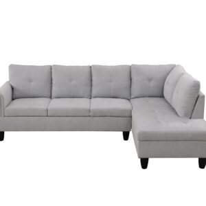 NicBex Sectional Couches for Living Room 2 Pieces Modern Sectional Sofa with Right Chaise Sectional Couch with Solid Frame Classic L Shape Sectional Sofa Set with Flannel Fabric, Grey