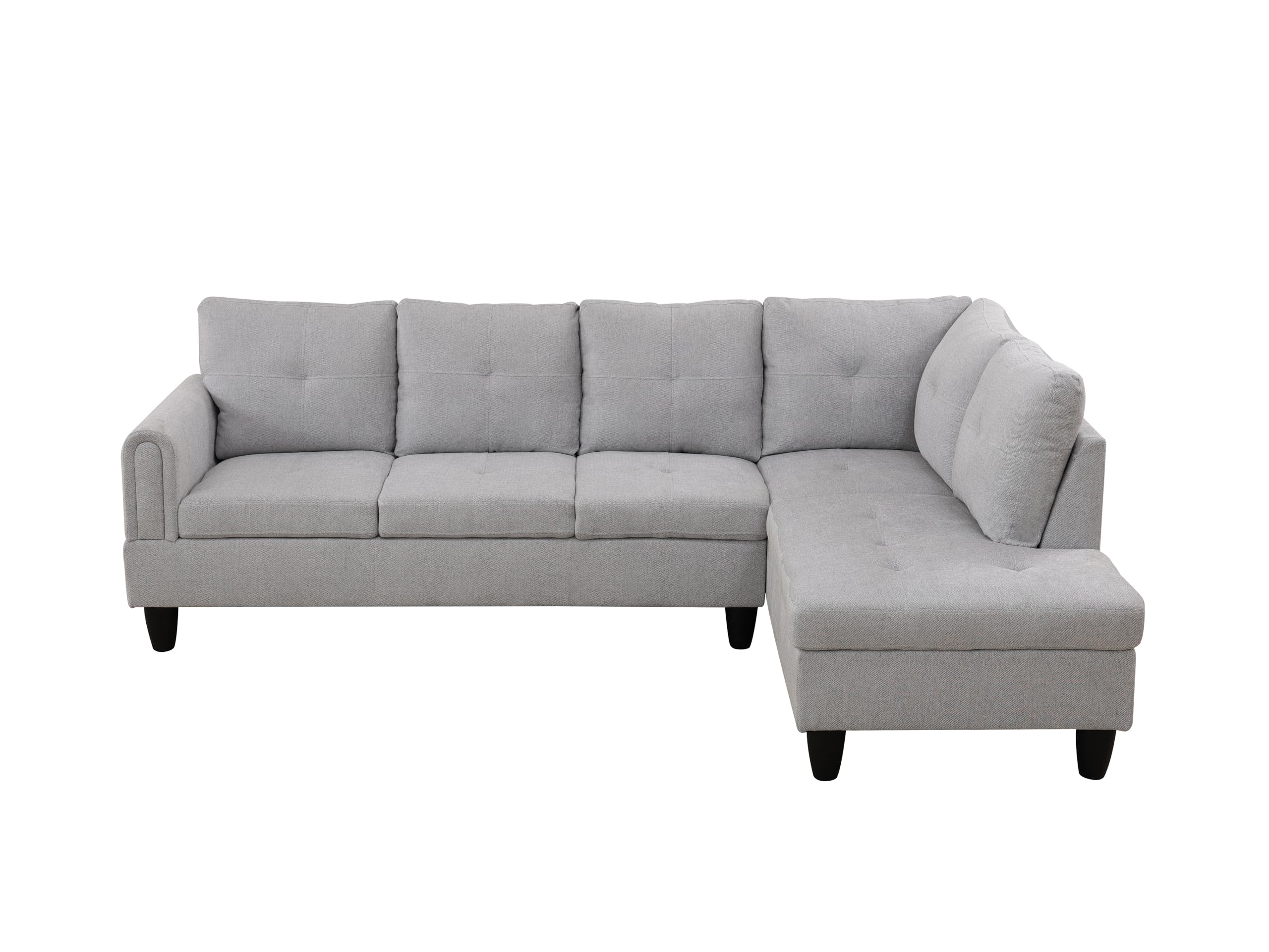 NicBex Sectional Couches for Living Room 2 Pieces Modern Sectional Sofa with Right Chaise Sectional Couch with Solid Frame Classic L Shape Sectional Sofa Set with Flannel Fabric, Grey