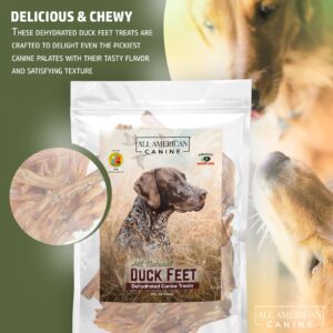 All American Canine Duck Feet Natural Single Ingredient Chewy Digestible Low-Fat Dehydrated Dog Treats for Training, Rewarding, Teeth Cleaning - 24 Treats